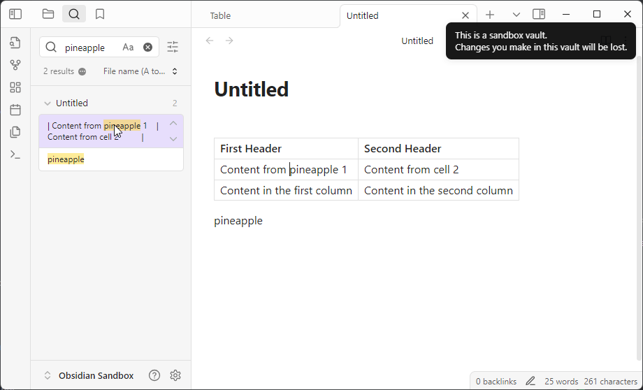 Search Results Aren T Highlighted In A Table V1 5 Table Editor Bug