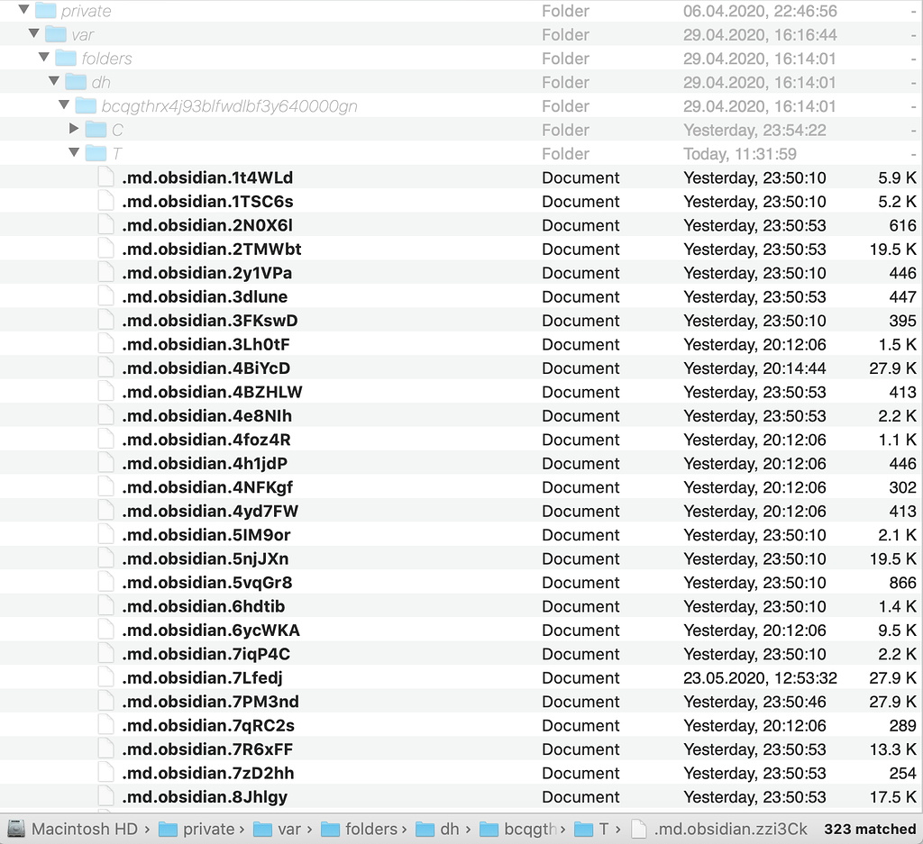 Hundreds of (temporary?) files - Bug graveyard - Obsidian Forum