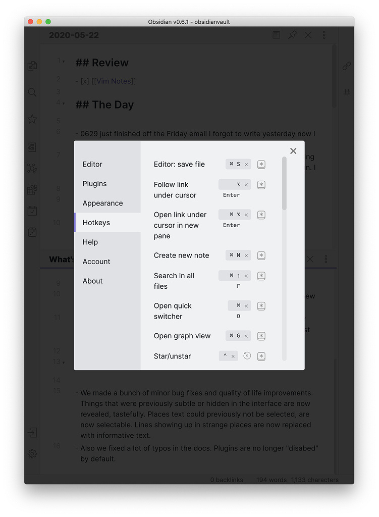 Narrow windows break keyboard shortcut view - Bug graveyard - Obsidian Forum
