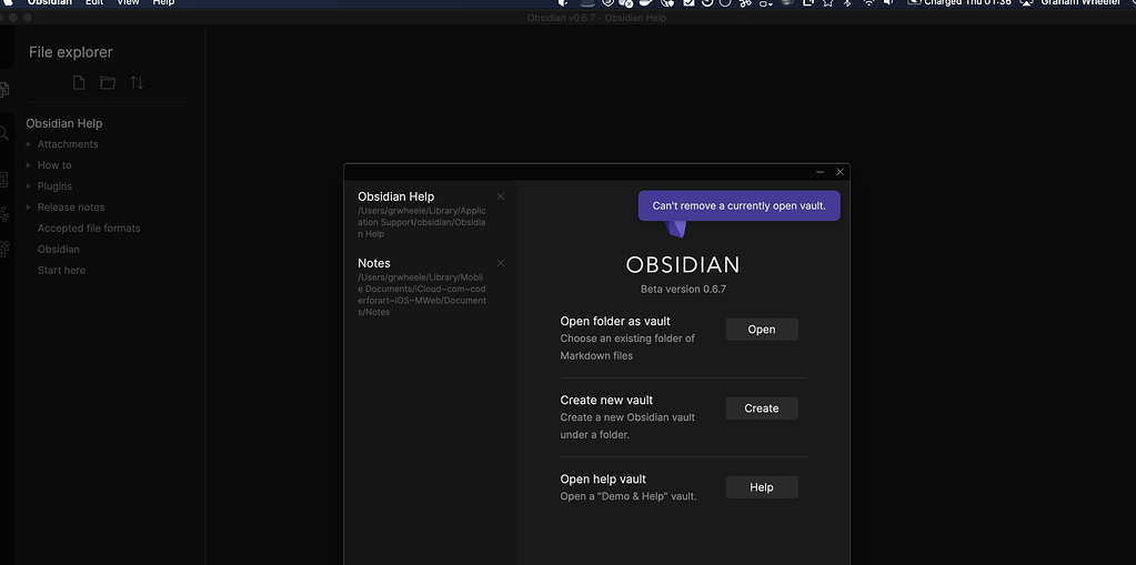 Can't remove a vault - Bug graveyard - Obsidian Forum