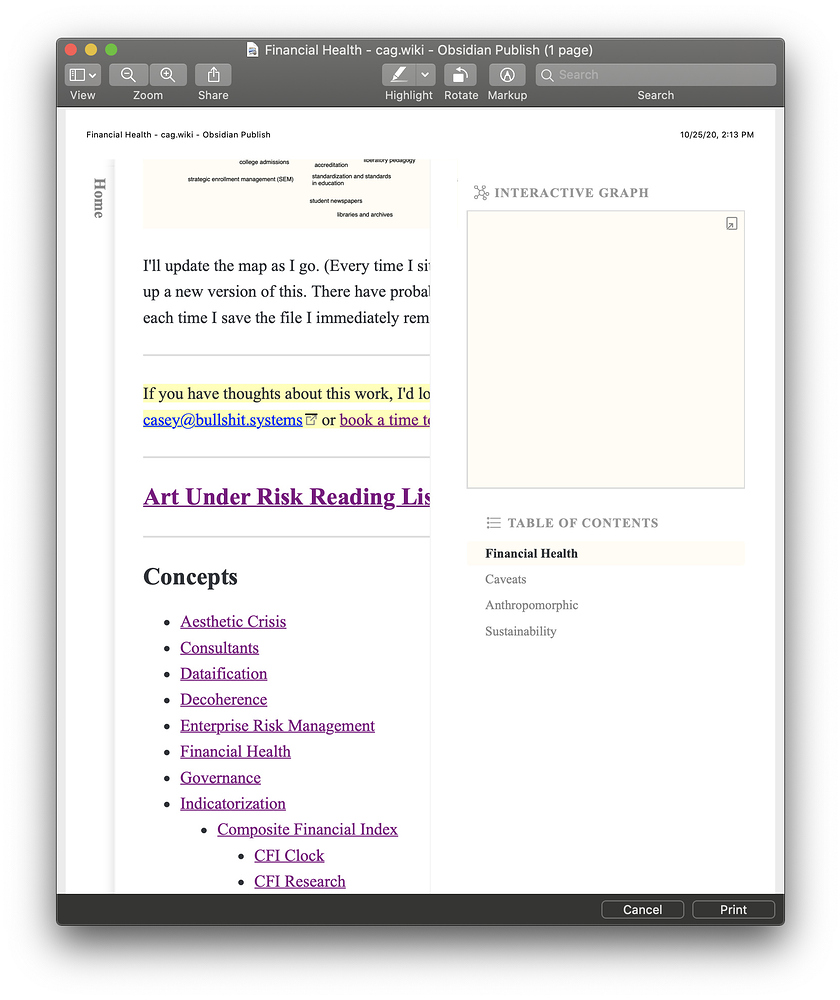 Print stylesheet for Obsidian Publish sites - Bug graveyard - Obsidian ...