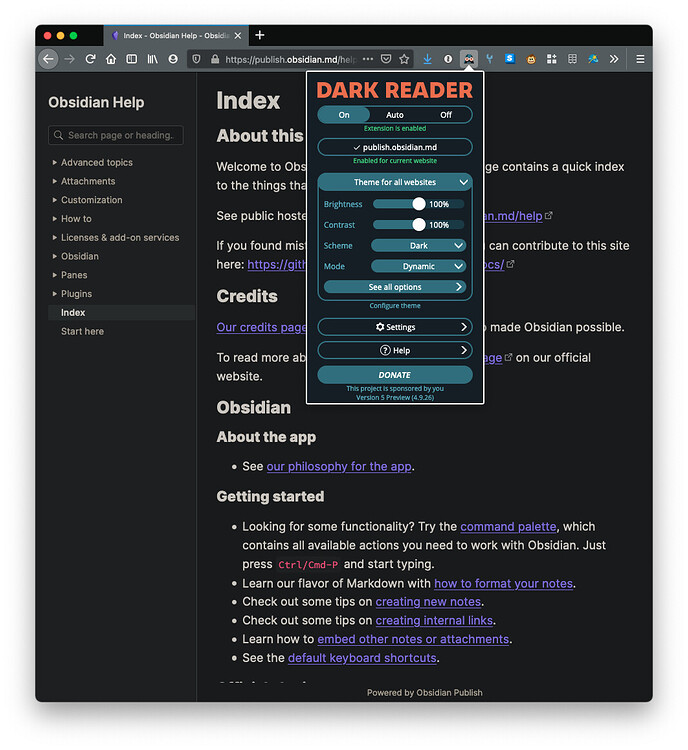 Is it possible to use dark mode on Obsidian Help pages (web)? - Help ...