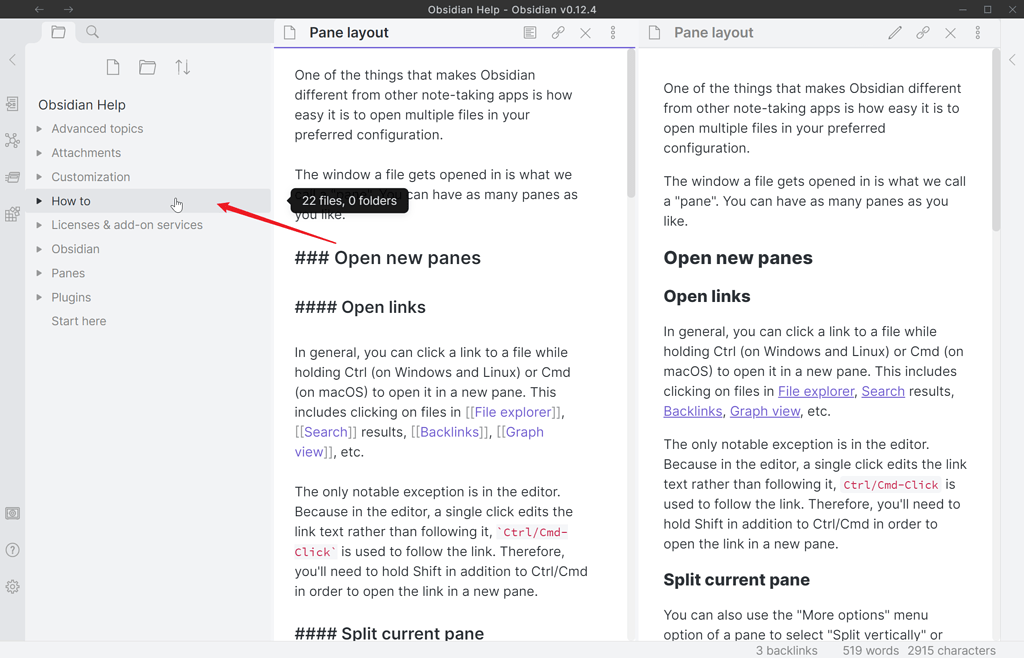 Split view of the File Pane - Feature archive - Obsidian Forum