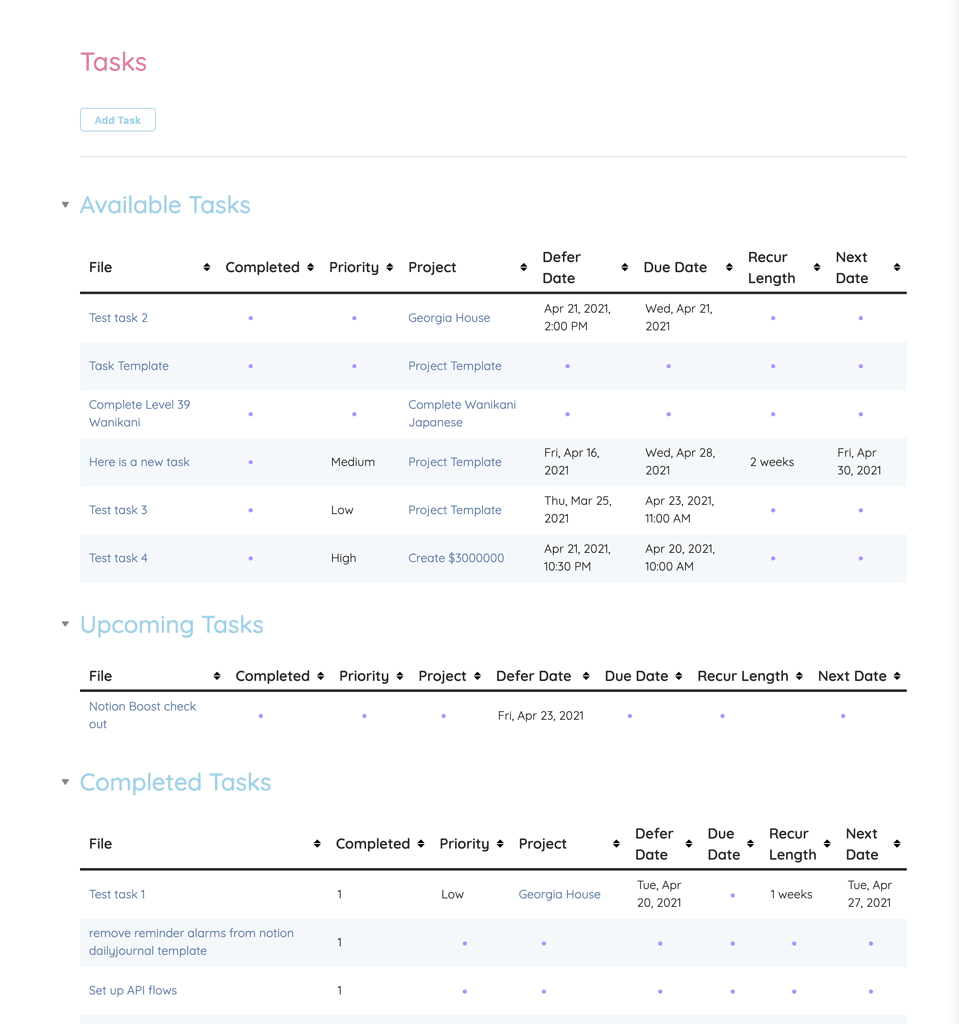 Dataview Task And Project Examples Share Showcase Obsidian Forum