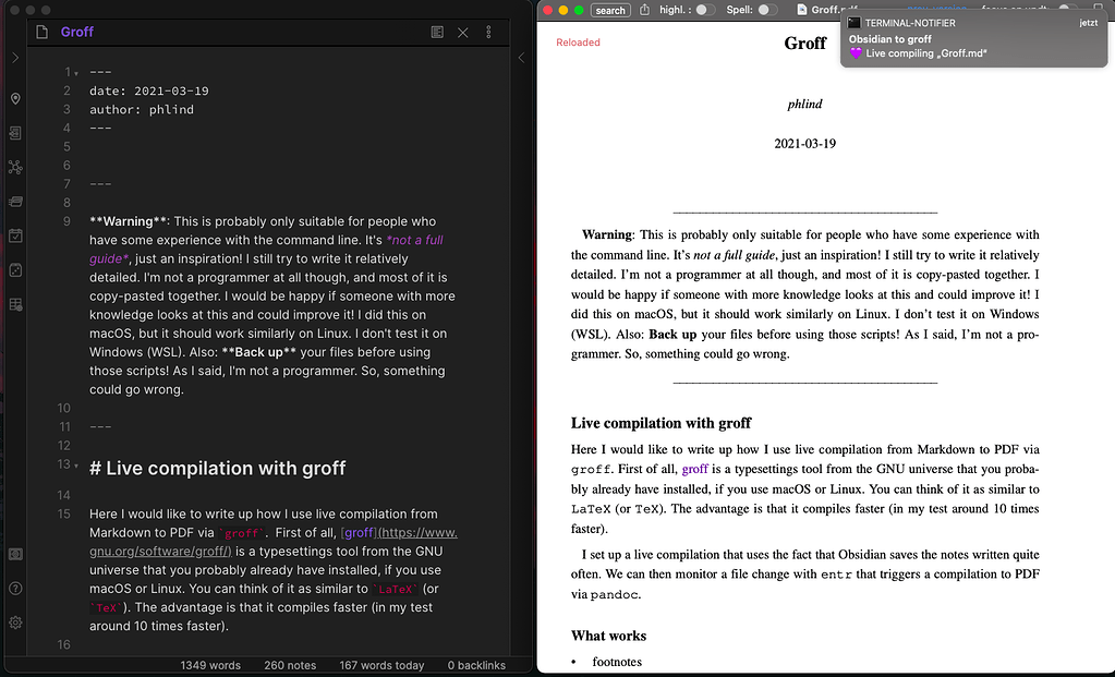 Live compiling of notes to PDF via groff - Share & showcase - Obsidian ...
