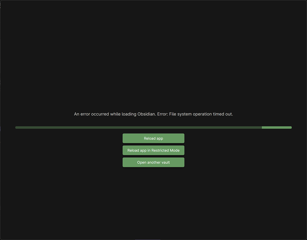 Error loading vault: File System Timeout - Help - Obsidian Forum
