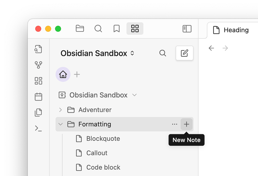 'New note' button when hovering over folder name - Feature requests - Obsidian Forum