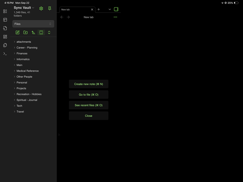 On iPad Obsidian app, only 1/2 of the screen is being used now after ...