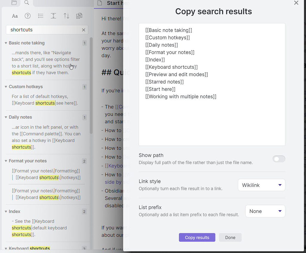 Copy Search Results: Please add option to copy CONTEXT - Feature requests - Obsidian Forum