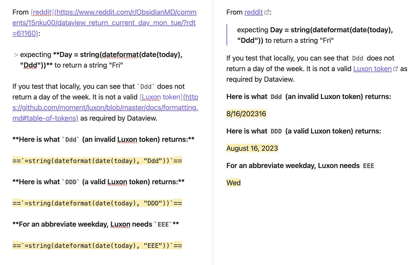 How To Use The Day Of The Week In A Dataview Query Help Obsidian Forum 