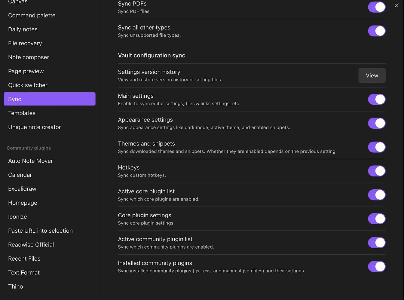 Obsidian Sync - Plugins, settings, etc - Help - Obsidian Forum