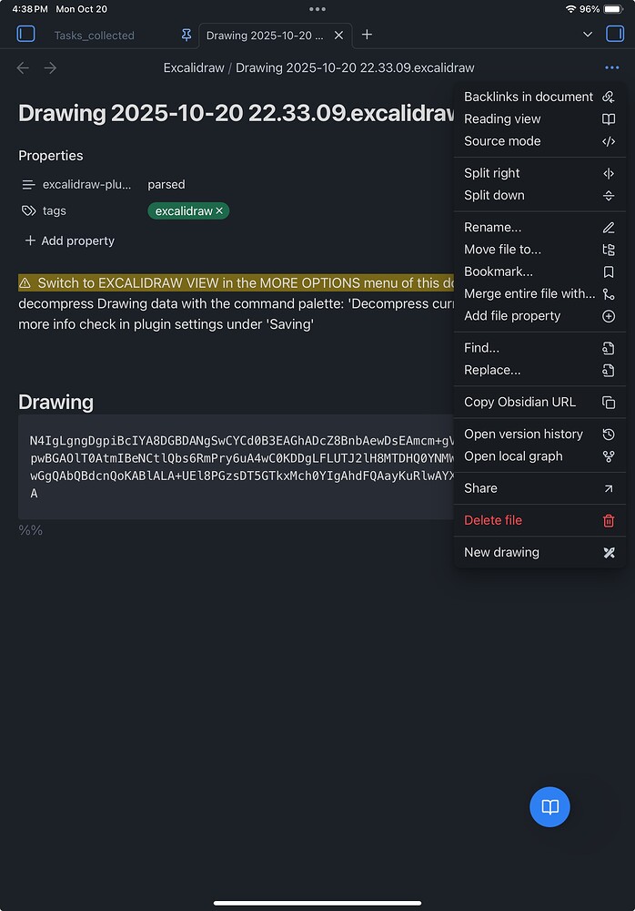 Excalidraw Drawings just open as markdown files now and wont embed ...