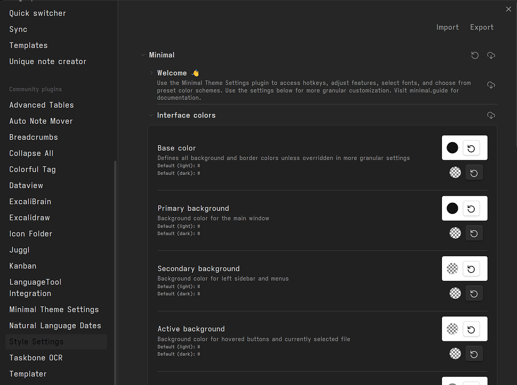 Minimal Theme make side bars different background color from the note - Custom CSS & Theme ...
