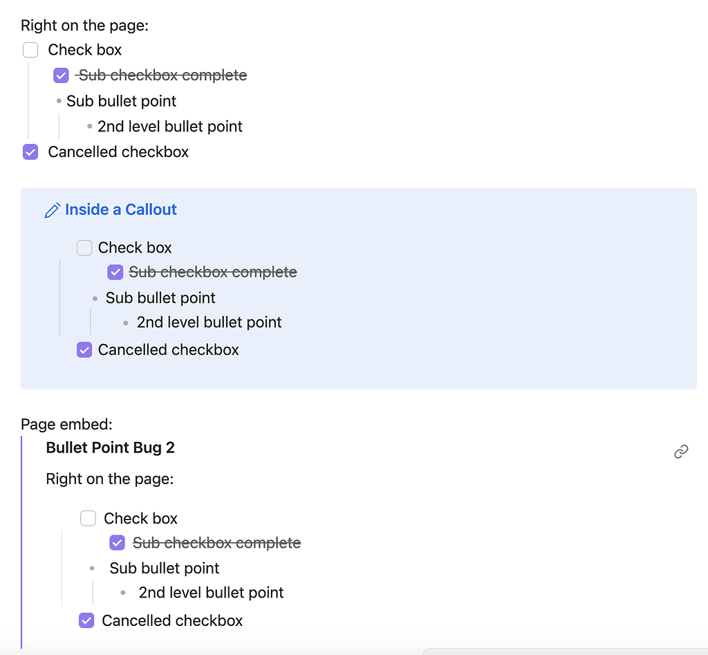 Indentation lines of checklists are misaligned when they are within a callout and embed - Bug ...