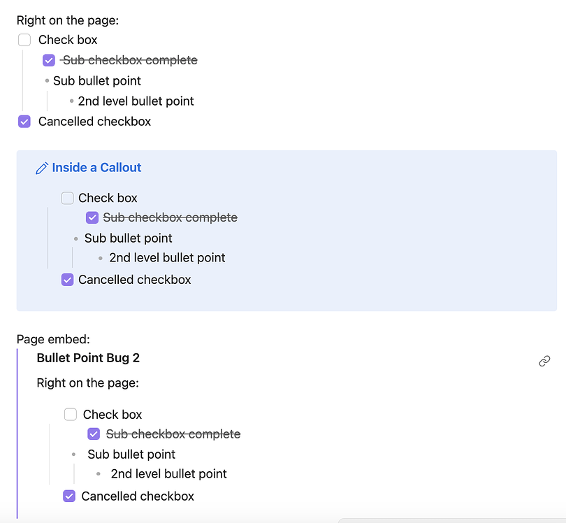 Indentation lines of checklists are misaligned when they are within a callout and embed - Bug ...