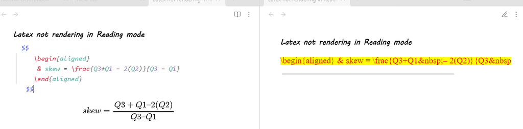 Latex not rendering on Reading Mode - Help - Obsidian Forum