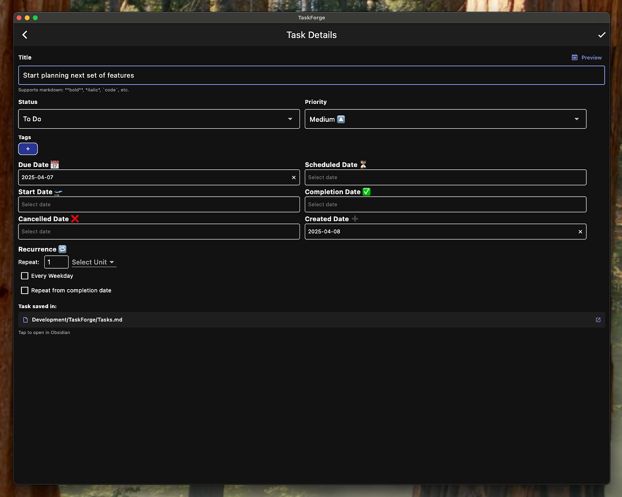 TaskForge: The Native Task Manager for Obsidian Users - Share & showcase - Obsidian Forum