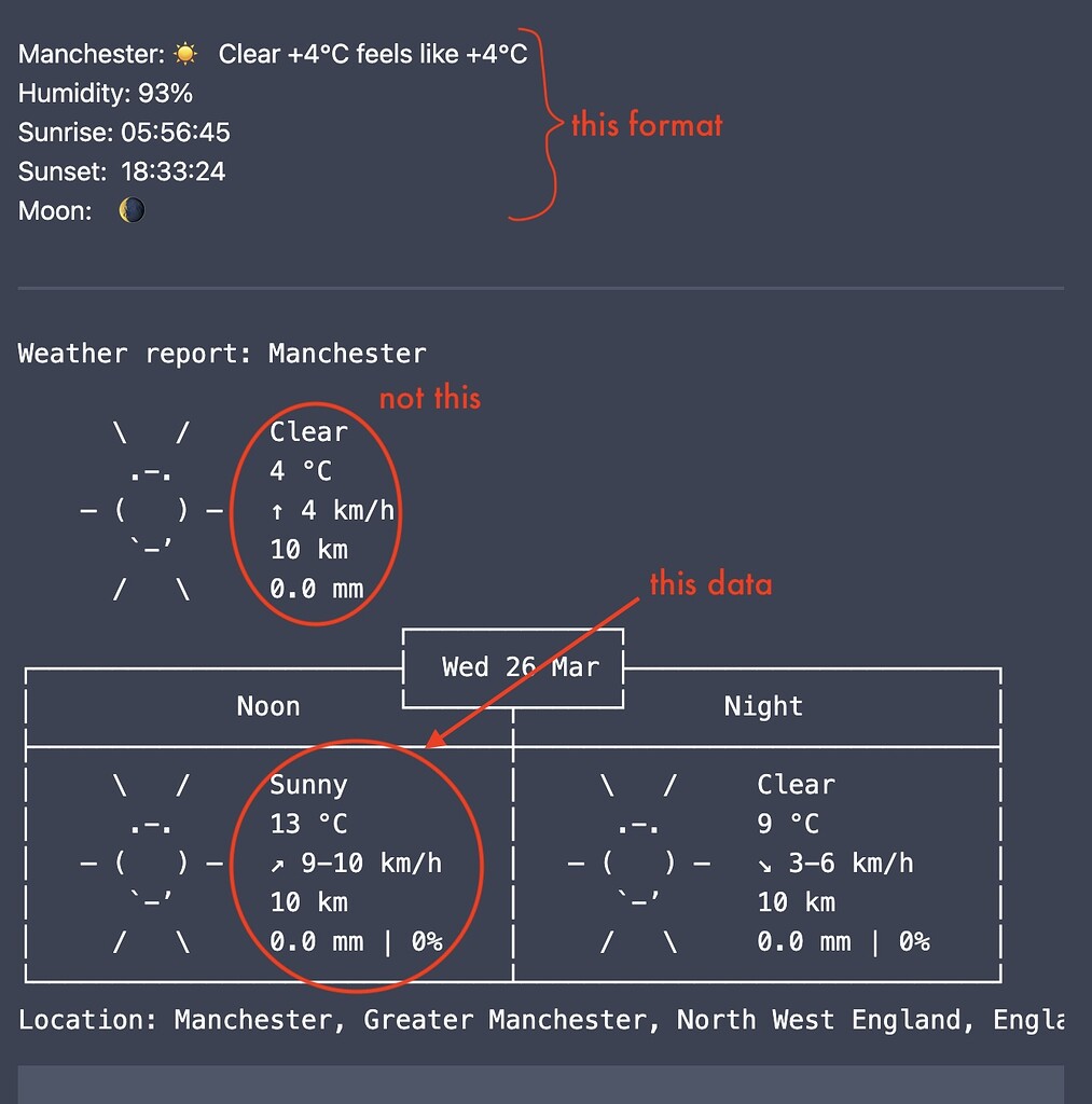 Extracting specific data from wttr output - Help - Obsidian Forum
