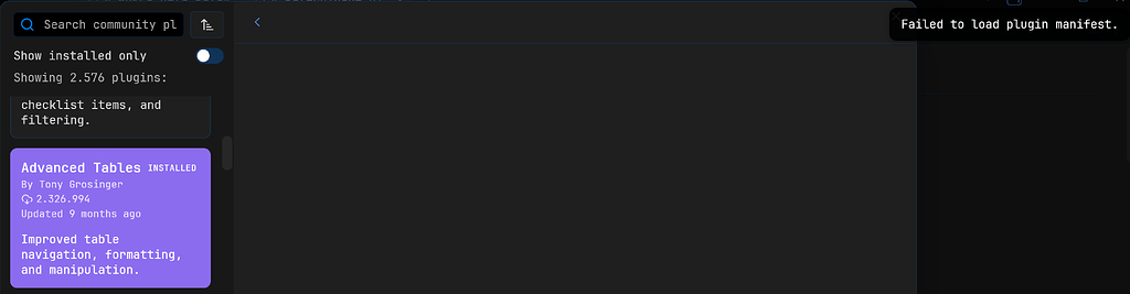 Failed to load plugin manifest - community plugins - Help - Obsidian Forum