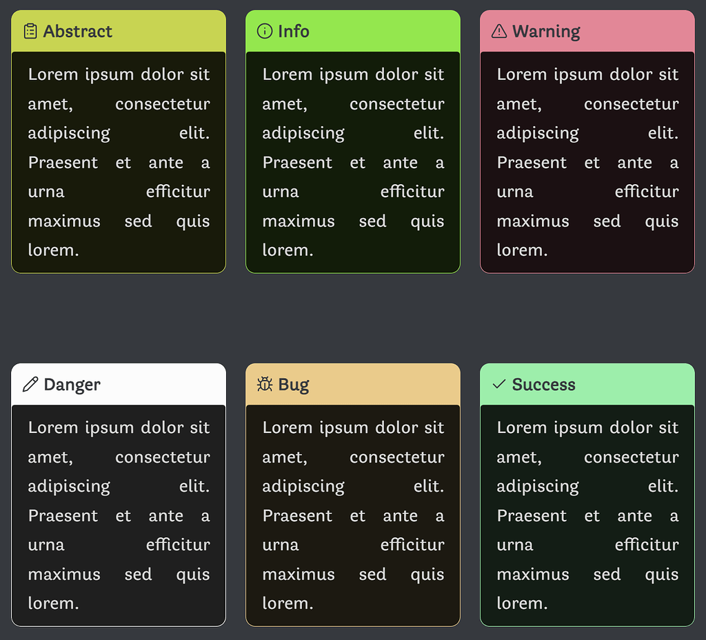 Callout theme snippet from Vicious - Share & showcase - Obsidian Forum