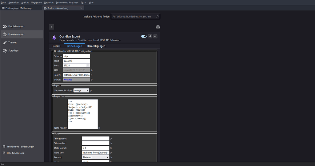 Thunderbird Obsidian Export - Share & showcase - Obsidian Forum