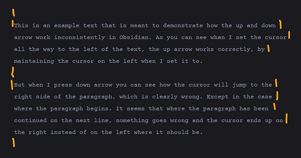 Cursor up/down arrow navigation is inconsistent - Help - Obsidian Forum