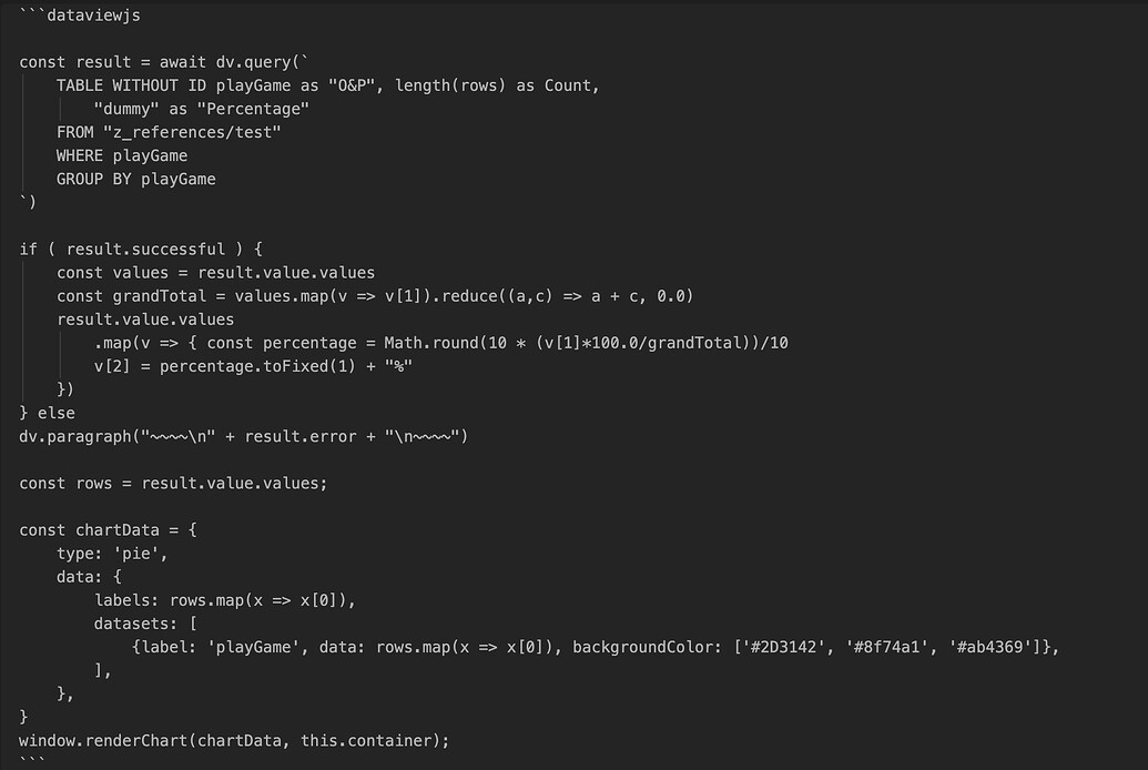 DataviewJS and Charts, how to make a pie chart with values calculated in DataviewJS? - Help ...