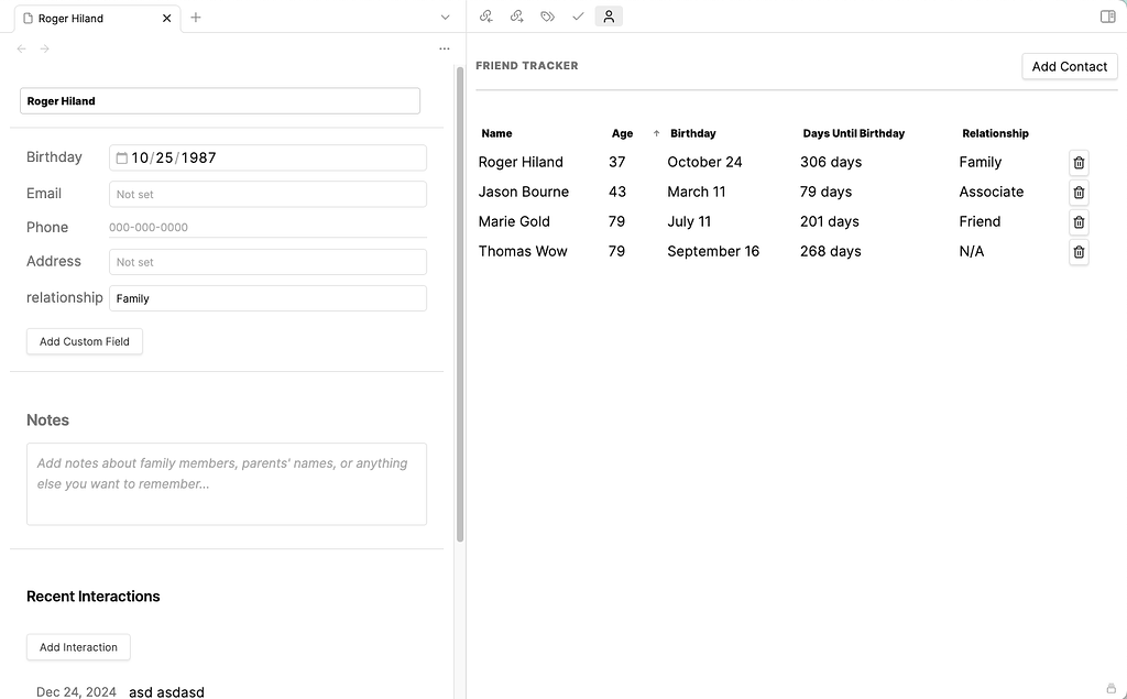New Plugin: Friend Tracker – Organize and Monitor Your Relationships in Obsidian - Share ...