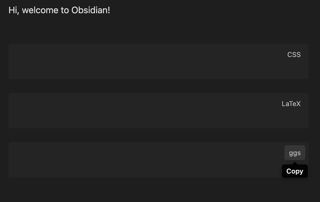 Copy button in code block is tiny if no language label is specified - Bug graveyard - Obsidian Forum