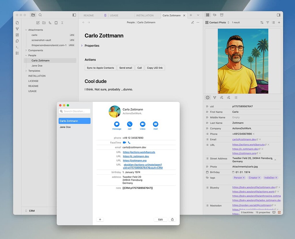 Obsidian People: Contact notes w/ Shortcuts-based sync to macOS ...