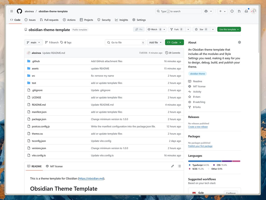 I wrote an Obsidian Theme Template. Welcome to try it out - Share ...