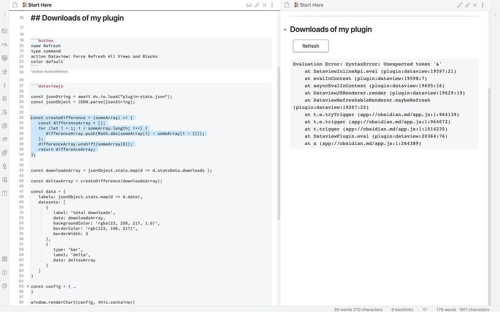 Dataviewjs block gives syntax error :-( - Help - Obsidian Forum