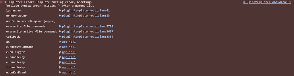 Templater errors - Help - Obsidian Forum