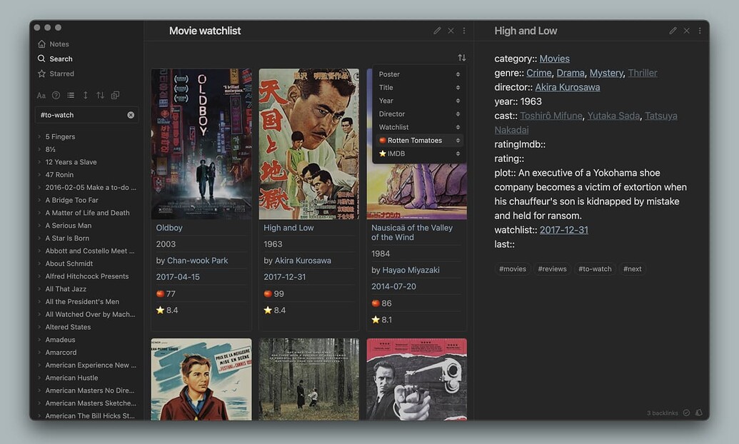 Create a personal movie database using Dataview, QuickAdd and Minimal ...