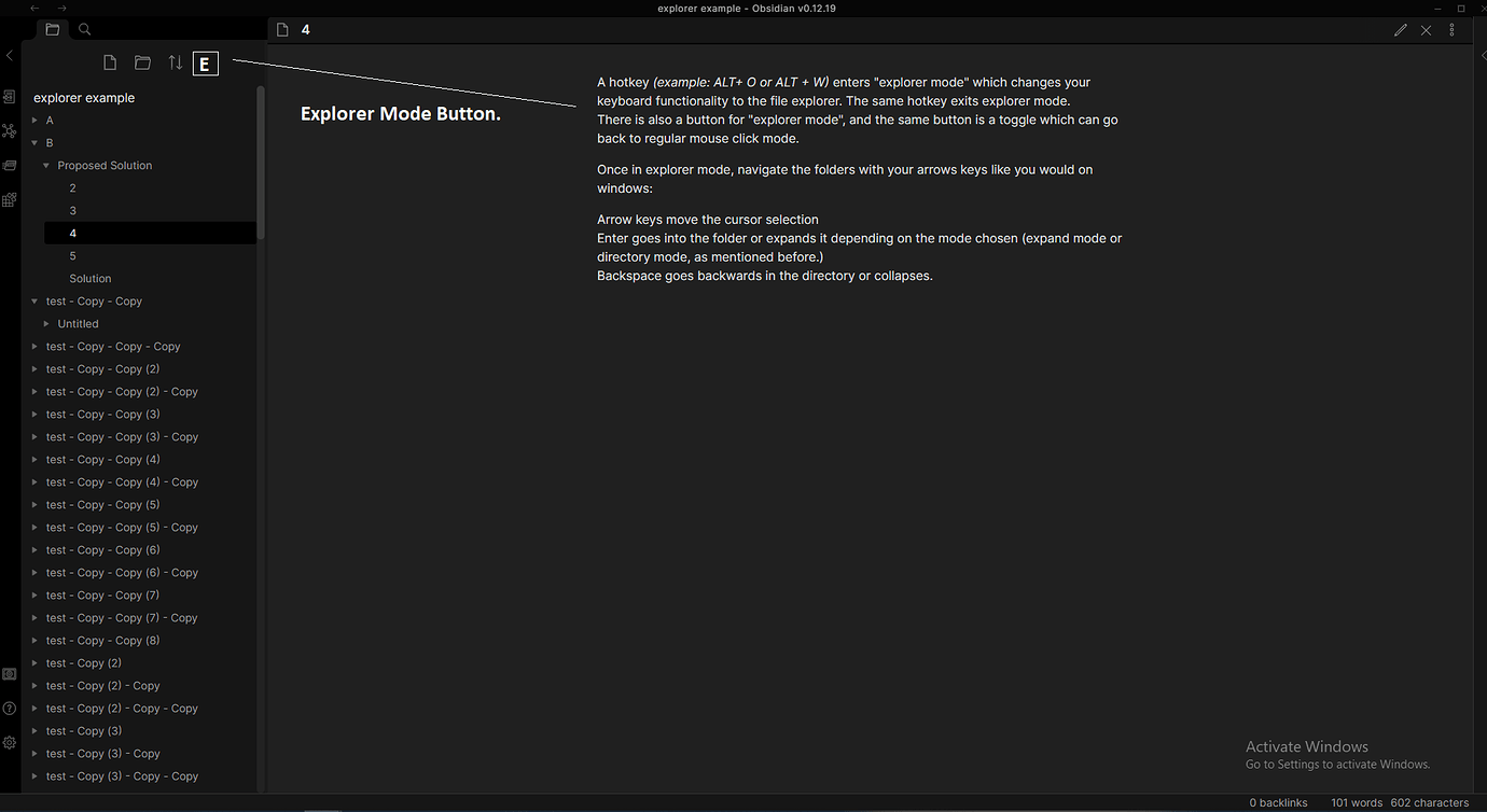 Please make this a core feature in obsidian, windows/linux/mac-like file exploration mode and ...
