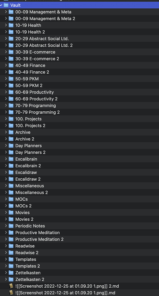 Every folder and file has doubled within my vault. Urgent help! - Help - Obsidian Forum