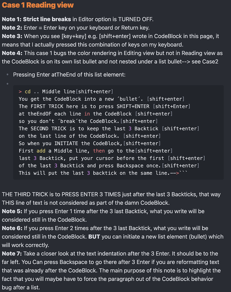 Live Preview: Better support of code blocks in lists - #34 by MadSeche - Bug reports - Obsidian ...
