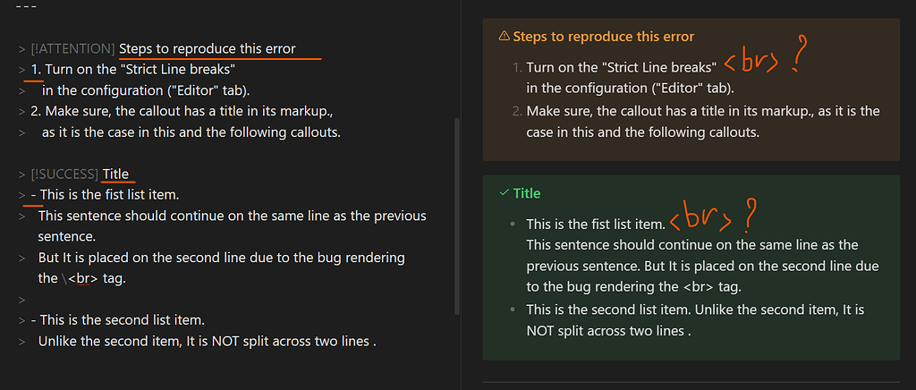 Unexpected line break inside callouts - Bug reports - Obsidian Forum