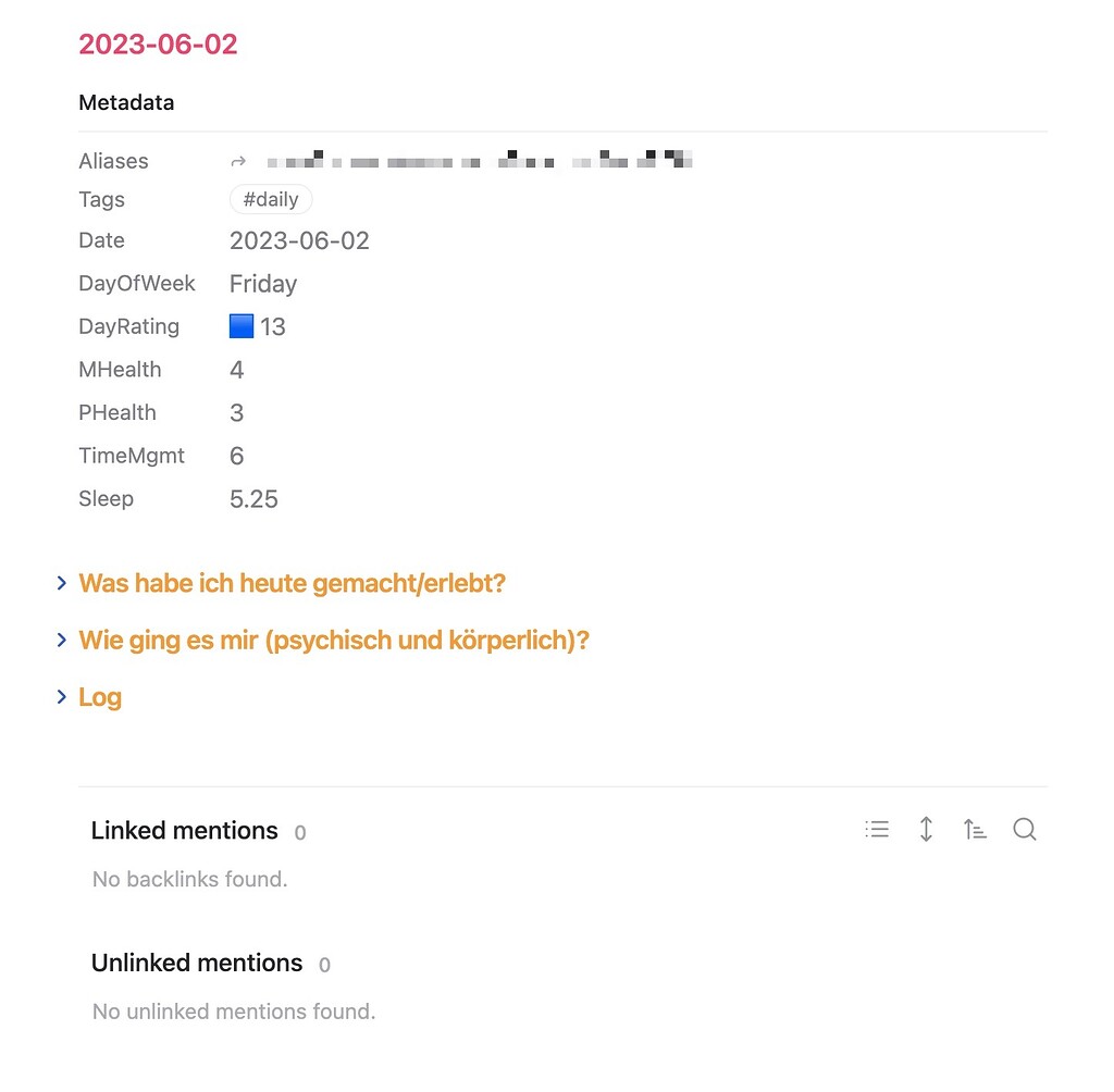 How should I organize "personal data about myself" together with ...