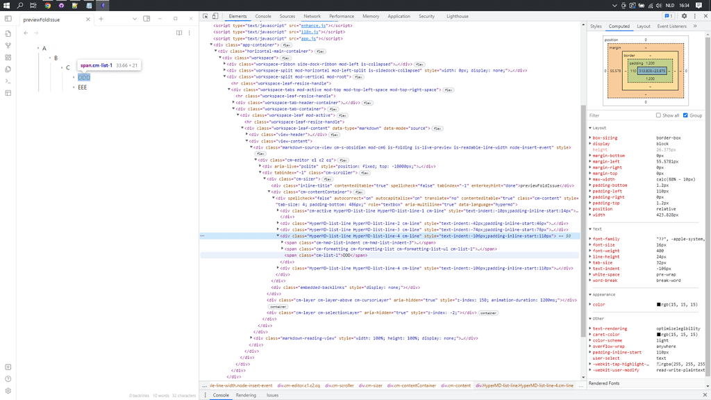 Live preview multi-level list results in 'unclassed' lines after unfolding - Developers: Plugin ...