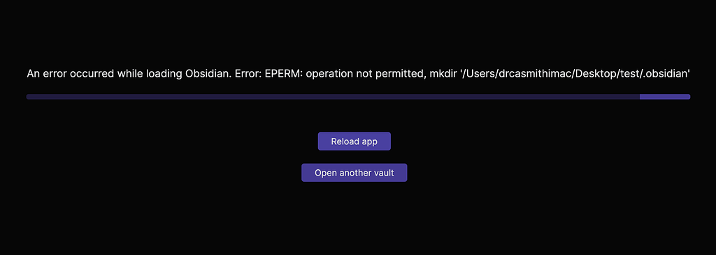 Obsidian won't open - EPERM error warning - Help - Obsidian Forum