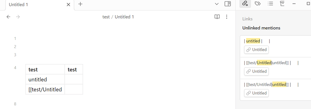 Linking unlinked mention don't work well in table when alias is ...