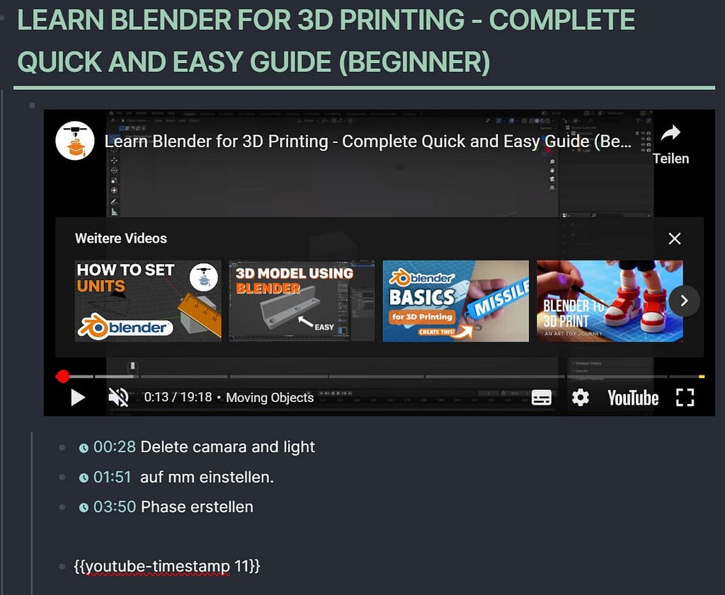 Play easily Youtube video in a note (without login) and create timestamps (Obsidian v1.8.3 ...
