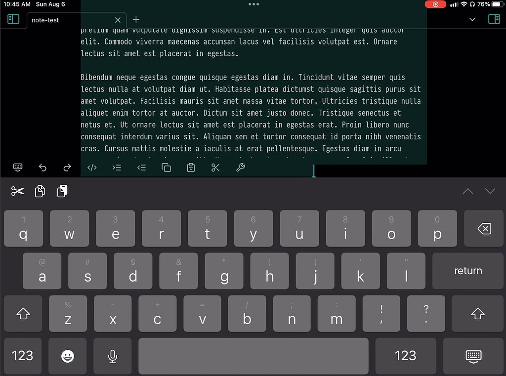 iOS: Text selection and cursor showing on top of header and toolbar - Bug reports - Obsidian Forum