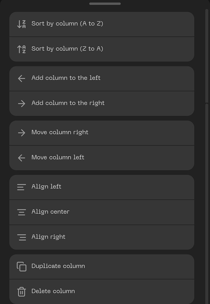 Copy / paste table rows and columns option on mobile - Feature requests ...