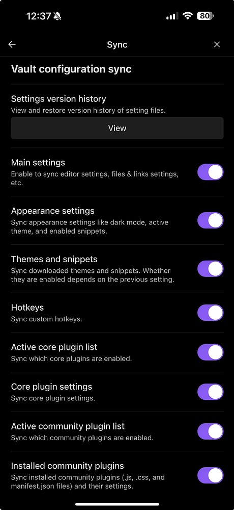 Obsidian Sync - Plugins, settings, etc - Help - Obsidian Forum