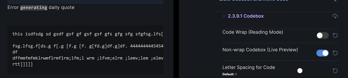 Live preview: Better treatment of code blocks. Code Wrap, Horizontal Scroll and Smart Indent ...
