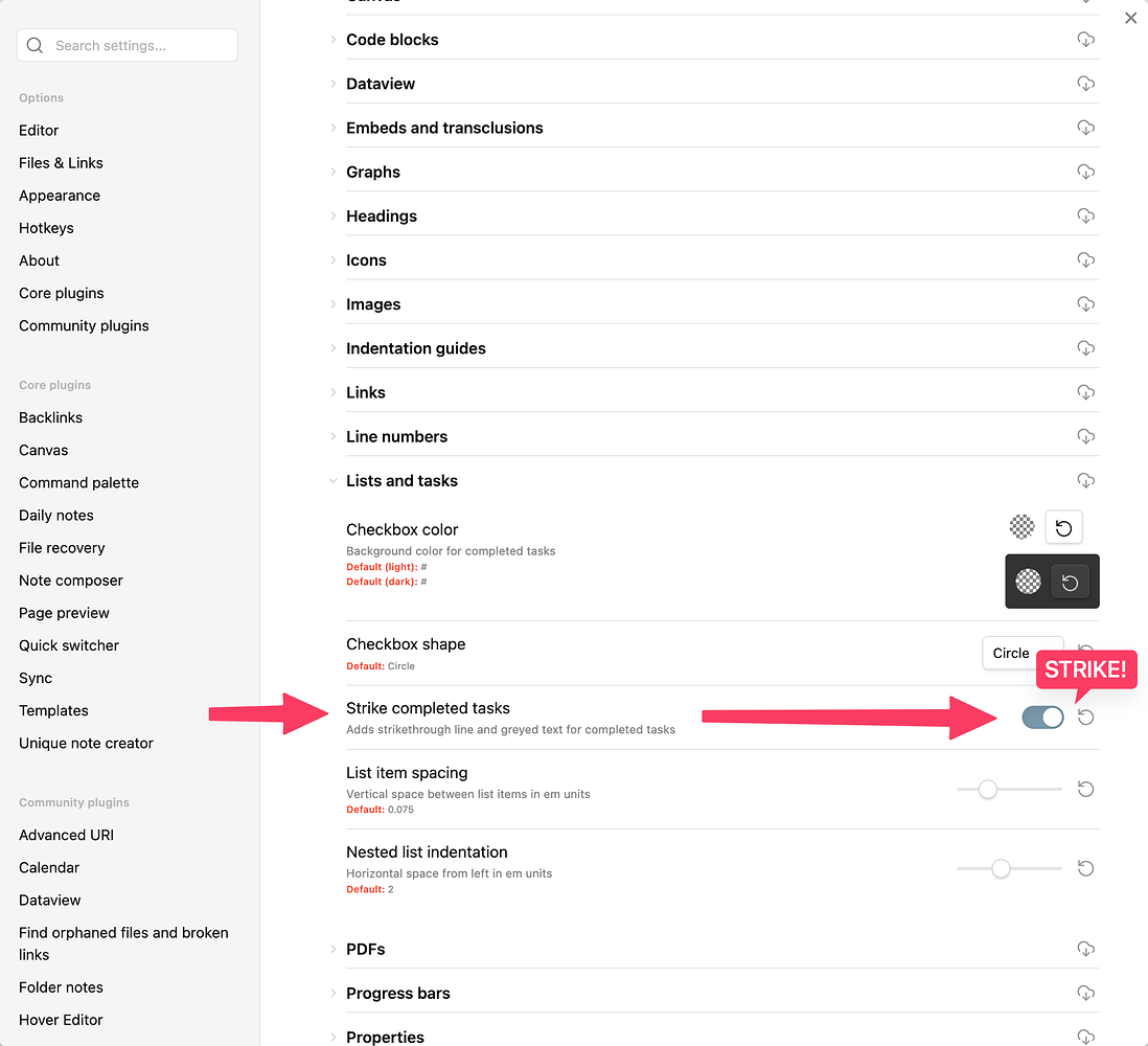 Minimal theme strikethrough checkbox - Help - Obsidian Forum