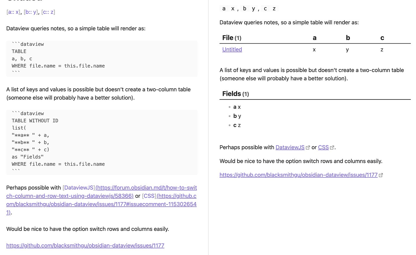 Dataview: List all fields in a page as a table (wide to long) - Help - Obsidian Forum