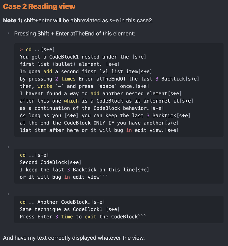 Live Preview: Better support of code blocks in lists - #34 by MadSeche - Bug reports - Obsidian ...